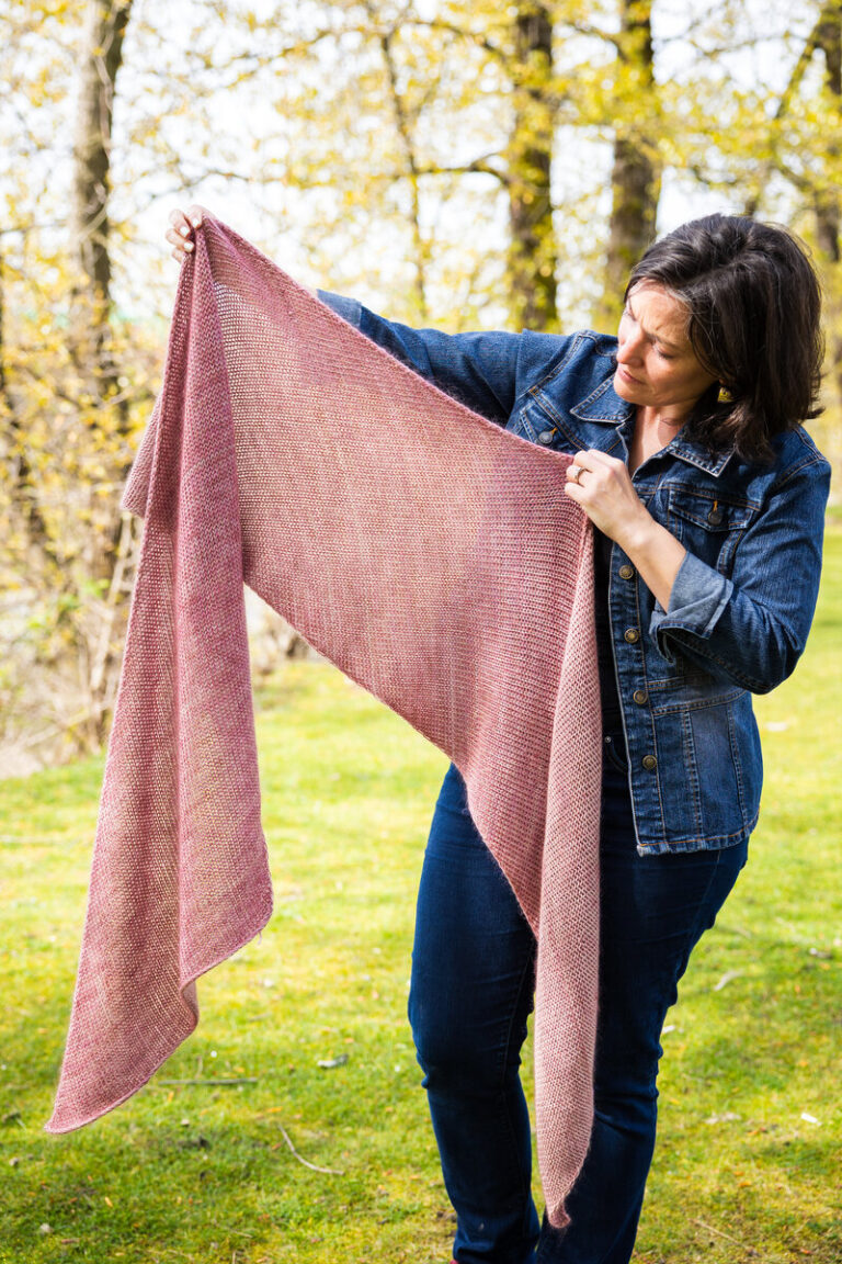 Waterfalls Bias Shawl » Machine Knitting Patterns » School of SweetGeorgia